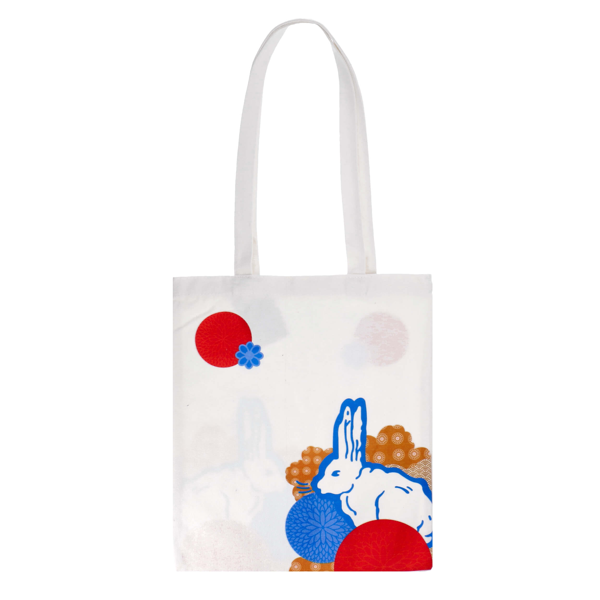White Rabbit Canvas Bag – Flower in Bloom 🌸🐇🌕